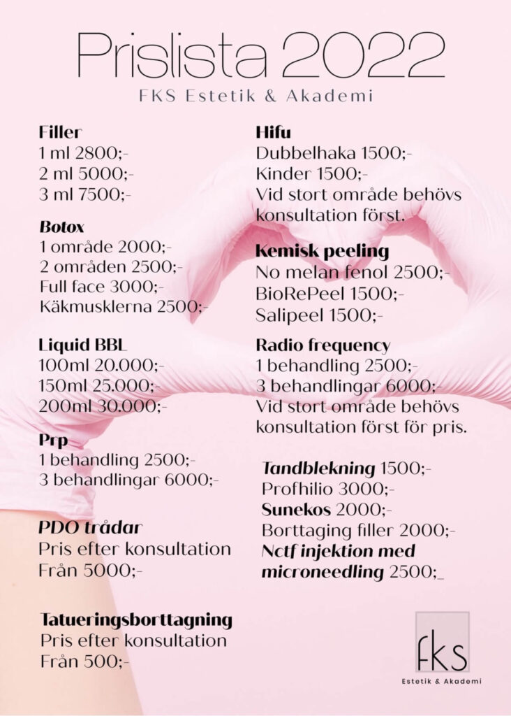 Prislista | FKS Estetik & Akademi